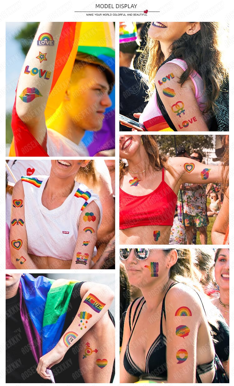 Lgbtq Pride Month Rainbow Temporary Tattoos Rosexxxy