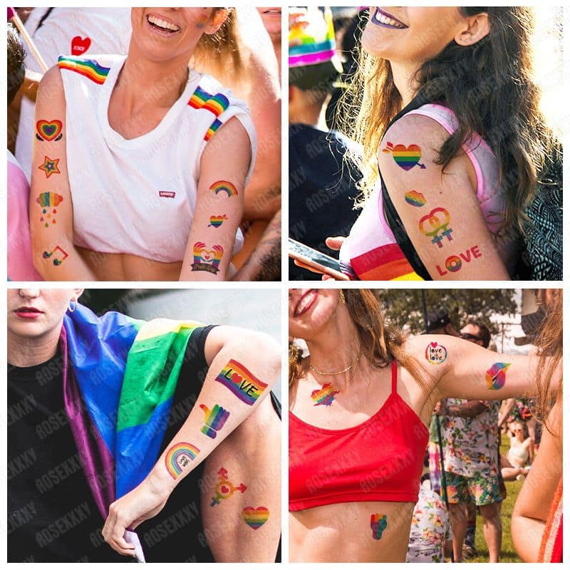 Lgbtq Pride Month Rainbow Temporary Tattoos Rosexxxy